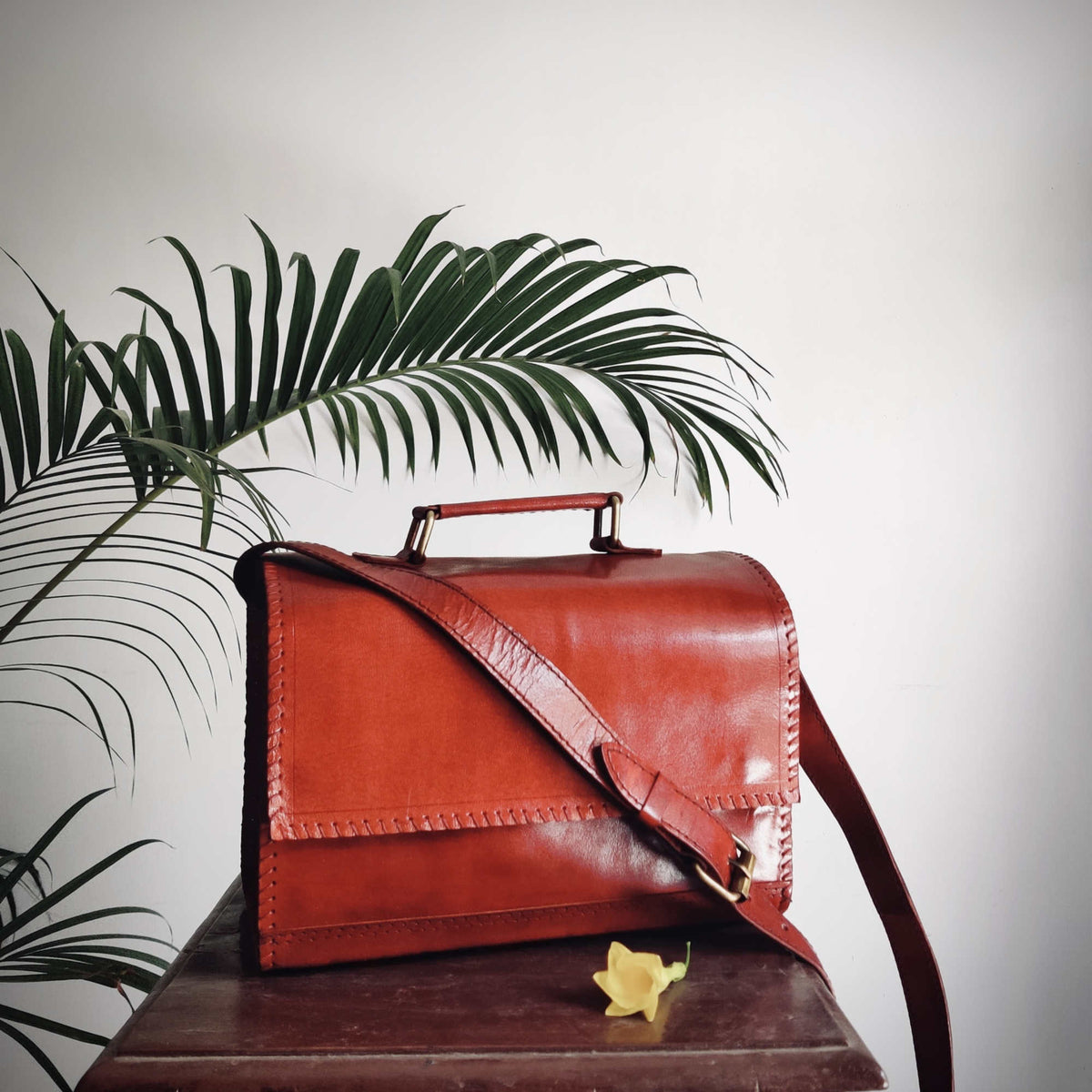 Handmade Brown Sol Box Bag – Gray and Green Store